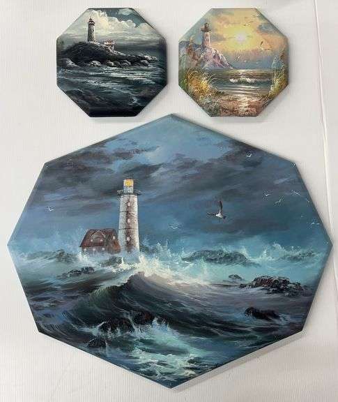 (U) Hexagonal Paintings Of Lighthouses - Kraft Auction Service, LLC