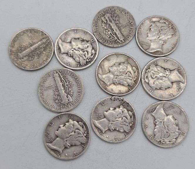 10 Silver Mercury Dime Coins - Kraft Auction Service, LLC