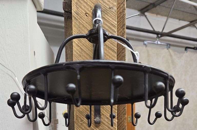Vtg Wrought Iron 16 Hanging/Spinning Hook Decor - Kraft Auction Service ...