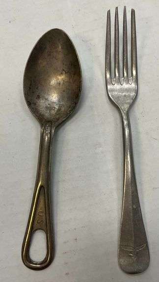 WWII American US Military Spoon & WWII German Military Fork - Kraft ...