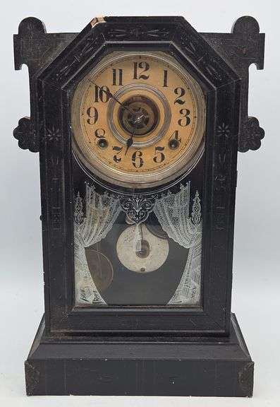 (D) Antique Gilbert Jet Mantel Clock - Kraft Auction Service, LLC