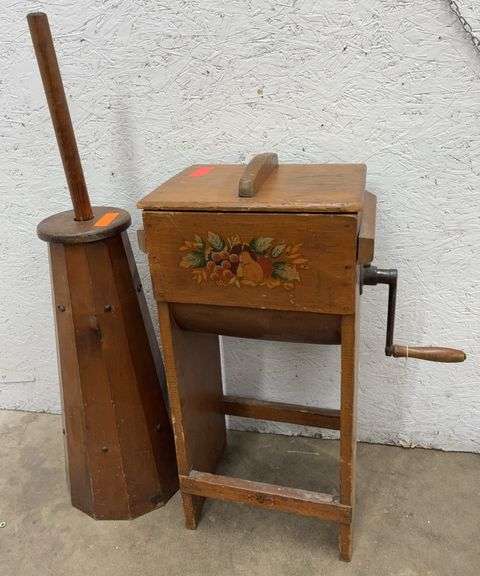 (Q) Wood Butter Hand Churns - Kraft Auction Service, LLC