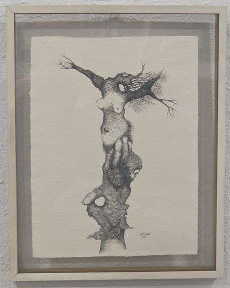 1971 Sally Spector Surrealistic Ink On Paper Drawing - Kraft Auction ...