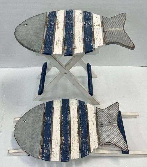 2-Wooden Foldable Fish Tables - Kraft Auction Service, LLC