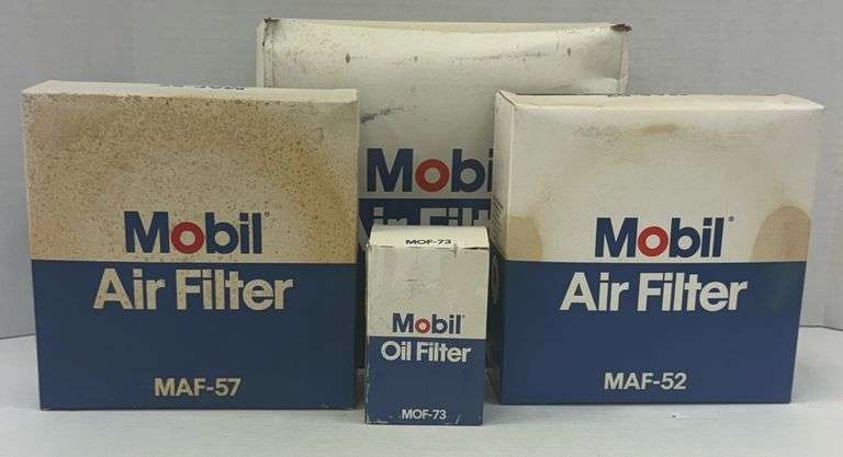 (3) Mobil Air Filters & MOF-73 Oil Filter In Original Boxes - Kraft ...