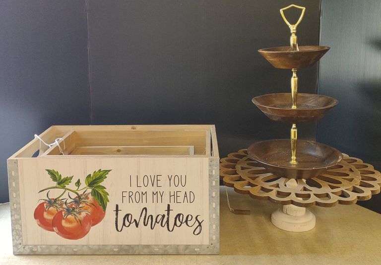 Wood Cake Stand, Produce Themed Crates, & 3-Tier Serving Stand - Kraft ...