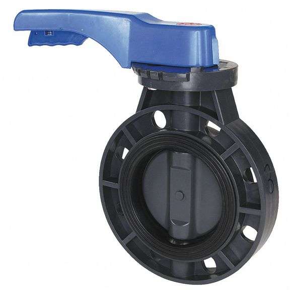 Wafer-Style Butterfly Valve, PVC, 150 psi, 3 in Pipe Size - Kraft ...