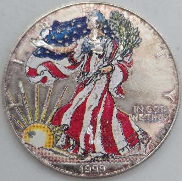 (KK) 1999 Painted US Silver Eagle 1 OZ - Kraft Auction Service, LLC
