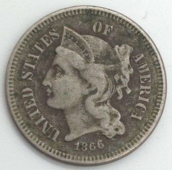 (KC) 1866 Nickel Three Cent Piece Coin - Kraft Auction Service, LLC