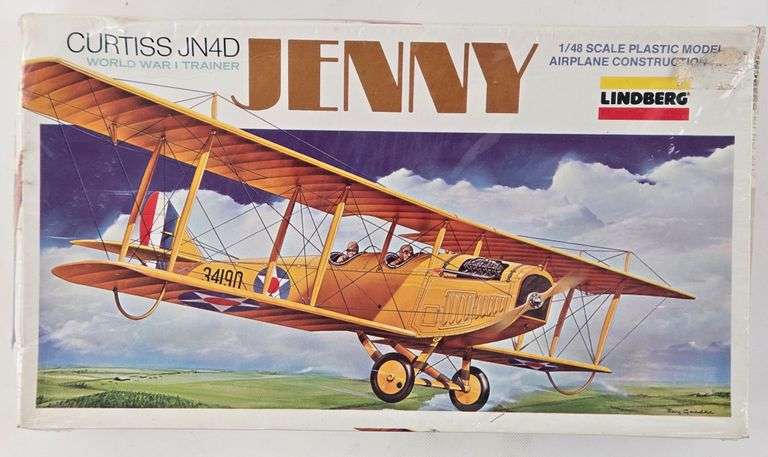 1/48 Scale Lindberg Curtiss JN4D Jenny Biplane WWI Trainer Model Kit ...