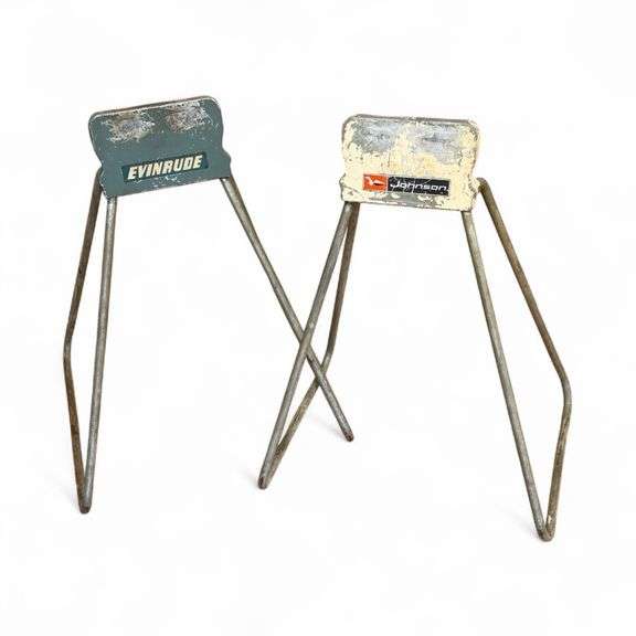 Johnson & Evinrude Outboard Motor Metal Display Stands - Kraft Auction ...