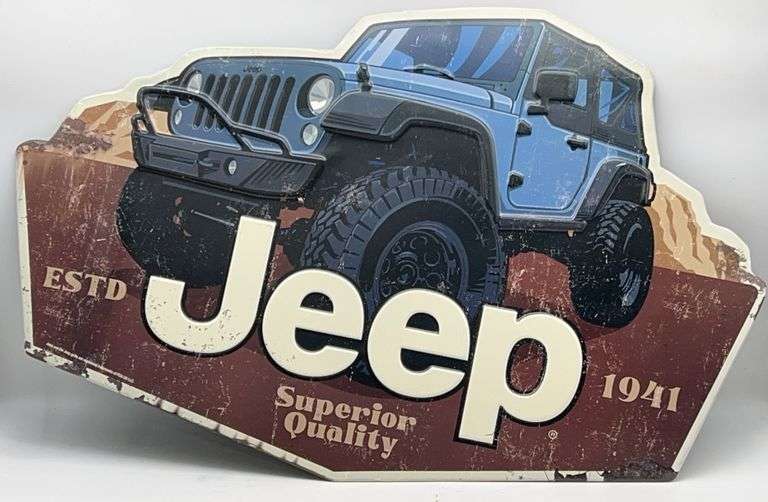 (KC) Open Road Jeep Metal Sign 21.5 x 14 - Kraft Auction Service, LLC