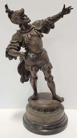 Antique Spanish Soldier Bronze Finish Spelter Statue - Kraft Auction ...