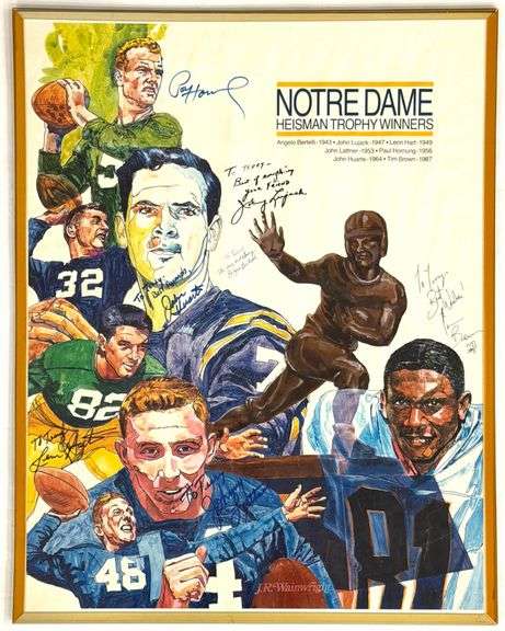 1940's-1980's Notre Dame Heisman Trophy Winners Framed Autographed ...