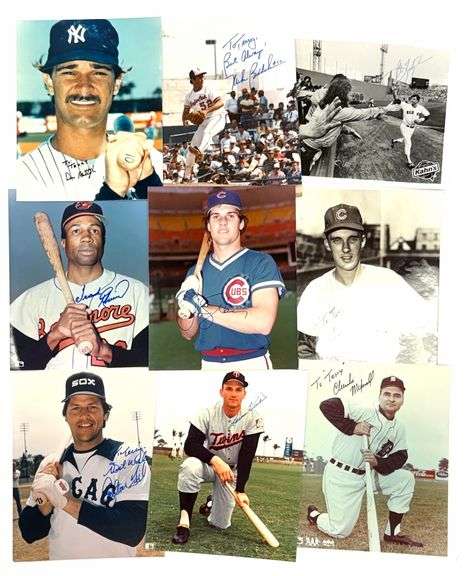 (9) Autographed Baseball Photos Including Frank Robinson, Mike ...