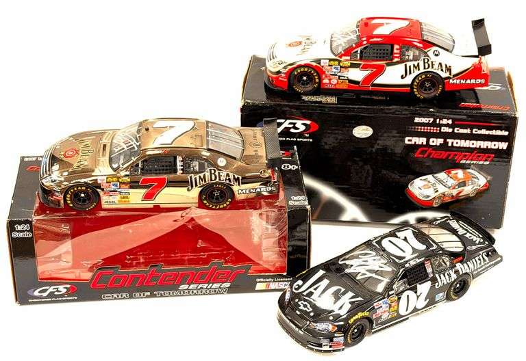 (3) 1:24 Autographed Robby Gordon & Clint Bowyer #7 Jim Beam & Jack ...