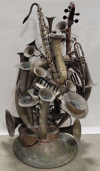 57" Musical Instrument Fountain Sculpture - Kraft Auction Service, LLC