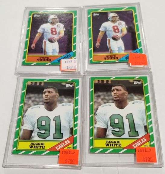 (G) Topps football 1986 Steve Young,Reggie white rookie cards 2 of each ...