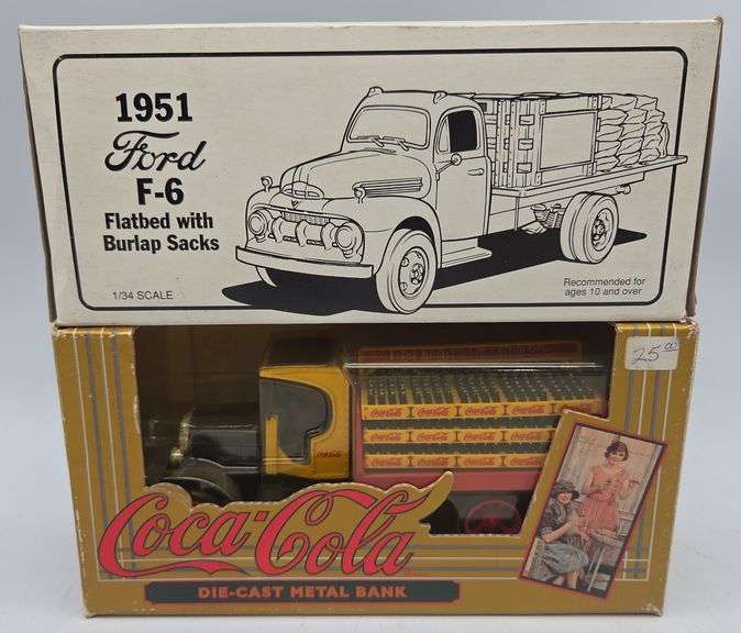 (WX) Coca-Cola Die-cast Bank and Ford F6 Flatbed Truck - Kraft Auction ...