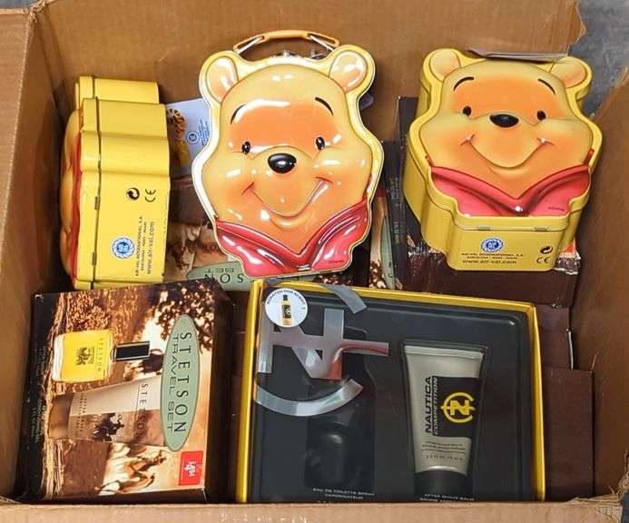 Box Of Stetson Travel Set & Winnie The Pooh Tins (6"×8"×3") - Kraft ...