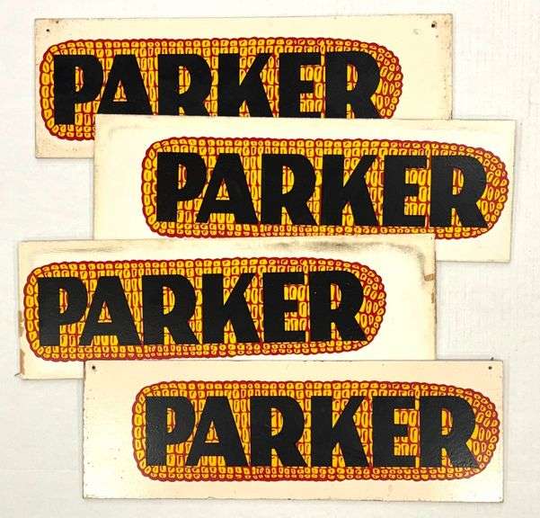 (4) Double Sided Parker Seed Corn Advertising Sign. - Kraft Auction ...
