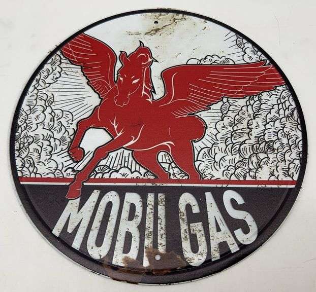 (KC) Mobil Gas Metal Sign 8 inches Round - Kraft Auction Service, LLC