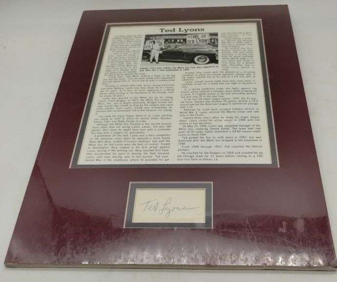 (F) Ted Lyons autograph with certificate of authenticity - Kraft ...