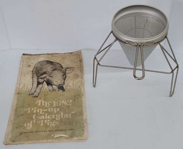 (V) Aluminum Food Mill Cone Strainer And A 1982 Pin-Up Calendar Of Pigs ...