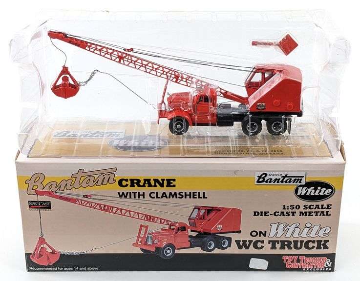 1/50 SpecCast Schield Bantam Crane with Clamshell on White WC Truck ...