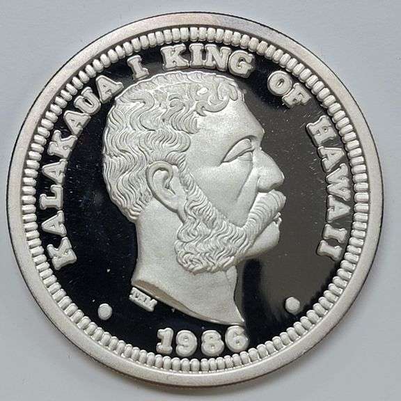 1986 Hawaii King Kalakaua 150th Birthday One Ounce Pure Silver Proof ...