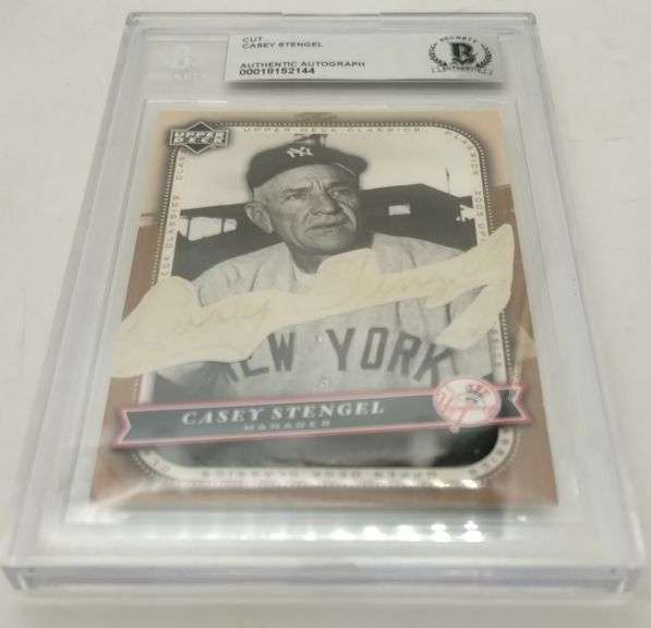 (F) Casey Stengel Beckett authentic cut autograph card - Kraft Auction ...