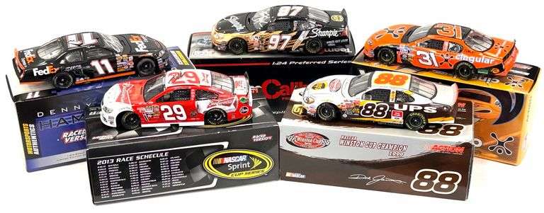 (5) 1:24 Autographed Kevin Harvick, Jeff Burton, Kurt Busch, Dale ...