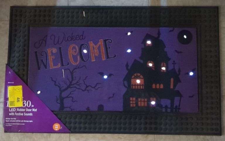 Halloween Themed LED "A Wicked Welcome" Rubber Door Mats - Kraft ...