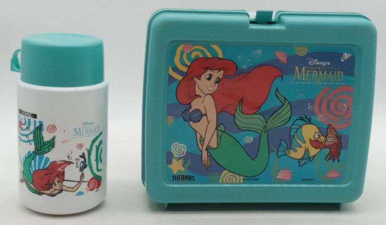 (K) Disney The Little Mermaid Lunch Box & Thermos 9" Wide - Kraft ...