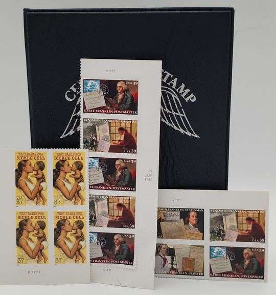 (BA) Benjamin Franklin & Sickle Cell Postage Stamps - Kraft Auction ...