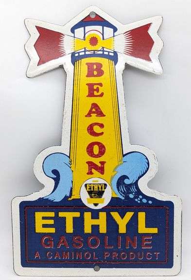 Porcelain Beacon Ethyl Gasoline Lighthouse Advertising Sign - Kraft ...