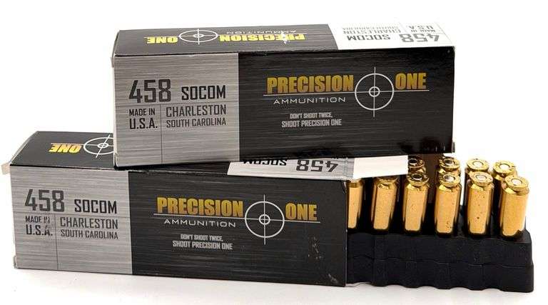40 Rounds Precision One 458 SOCOM Rifle Ammo NIB - Kraft Auction ...