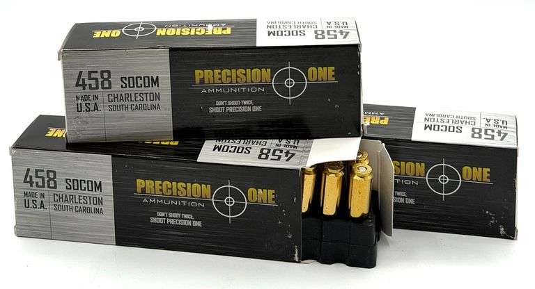 60 Rounds Precision One 458 SOCOM Rifle Ammo NIB - Kraft Auction ...