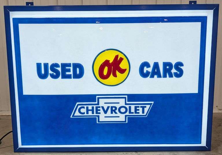4-1/2ft Custom Chevrolet OK Used Cars Embossed Lighted Sign - Kraft ...