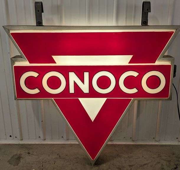 Large 4-1/2ft Vintage 1960s CONOCO Gas Station Heavily Embossed 2-Sided ...