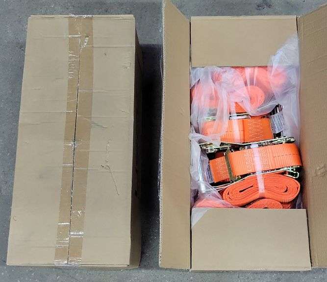 2 Boxes Of US Cargo Control Ratchet Tie Down Straps - Kraft Auction ...
