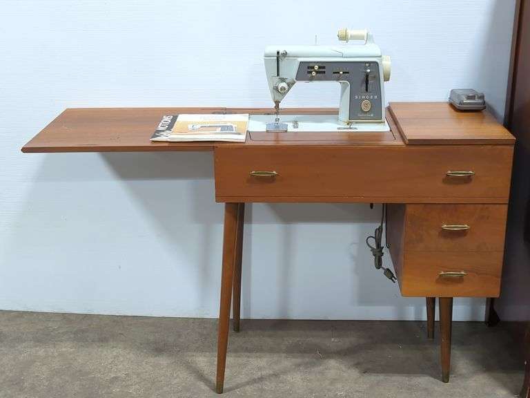 (H) Mid Century Singer Touch & Sew (Model 600E) Sewing Machine Cabinet ...