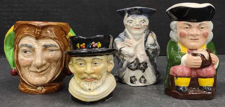 (E) Ceramic "Old Toby" Mugs Including Staffordshire & Royal Doulton ...
