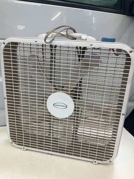 Feature comforts box fan (tested works) - Key City Online Auctions Inc.