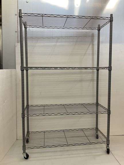 Metal rolling shelving rack 56” x 36” x 14” - Key City Online Auctions Inc.