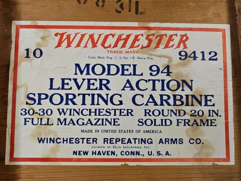 Original Winchester Model 94 Shipping Crate - Kramer Auction LLC