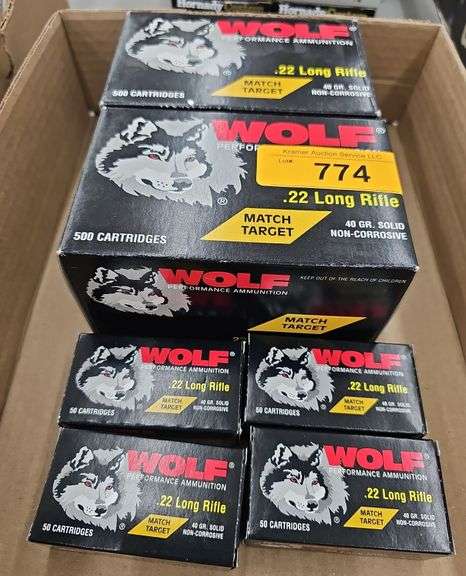 1,200 ct of Wolf 22LR Match Target Ammo - Kramer Auction LLC