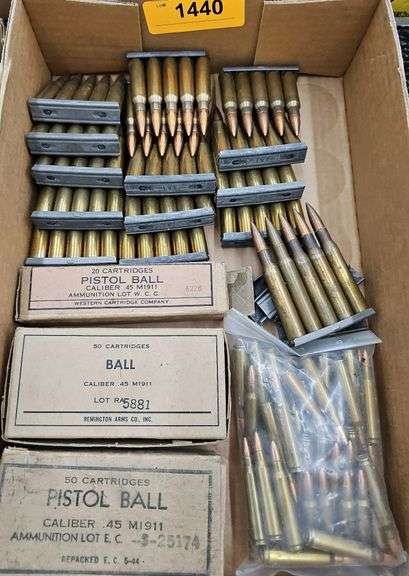 box lot of Military Ammo: 308, 30-06, 45, etc. - Kramer Auction LLC