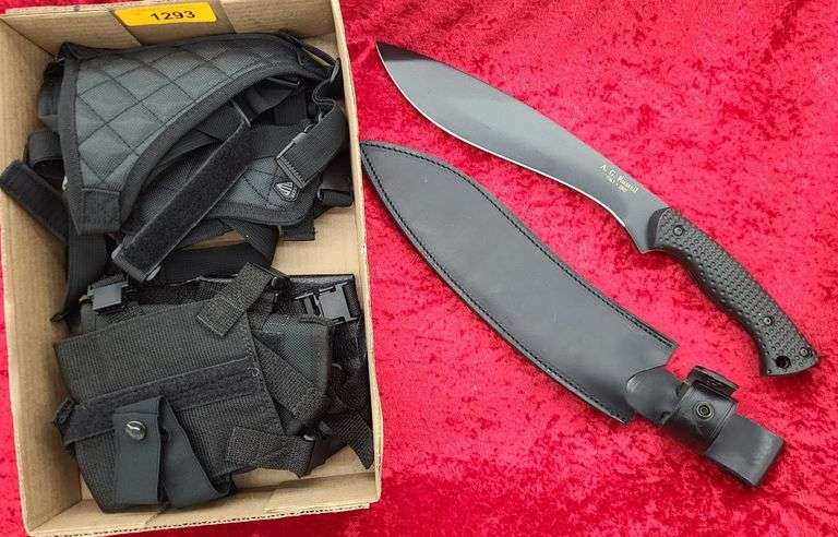 Shoulder Holster & AG Russell Fighting Knife lot - Kramer Auction LLC