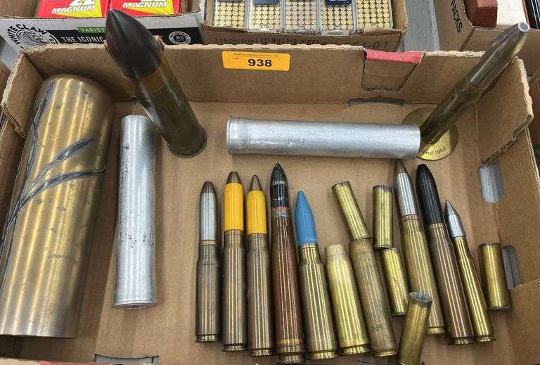 box lot of Collectible Military Rounds - Kramer Auction LLC